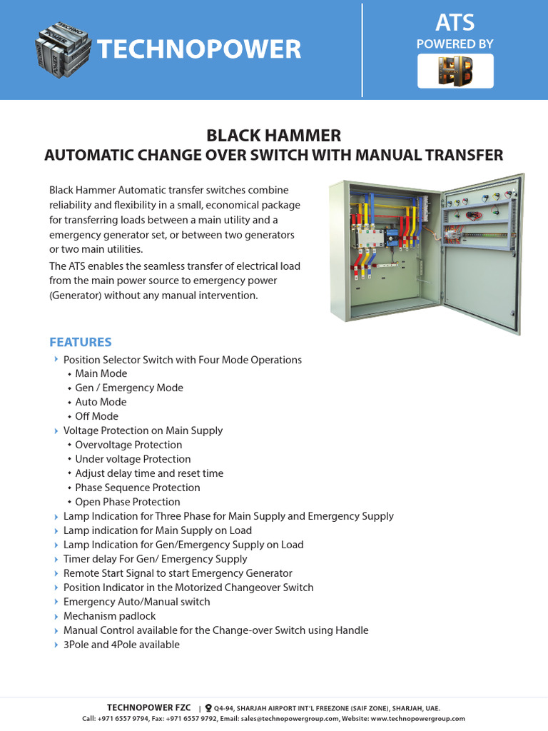 Black Hammer Automatic Transfer Switch | PDF | Mains Electricity | Switch