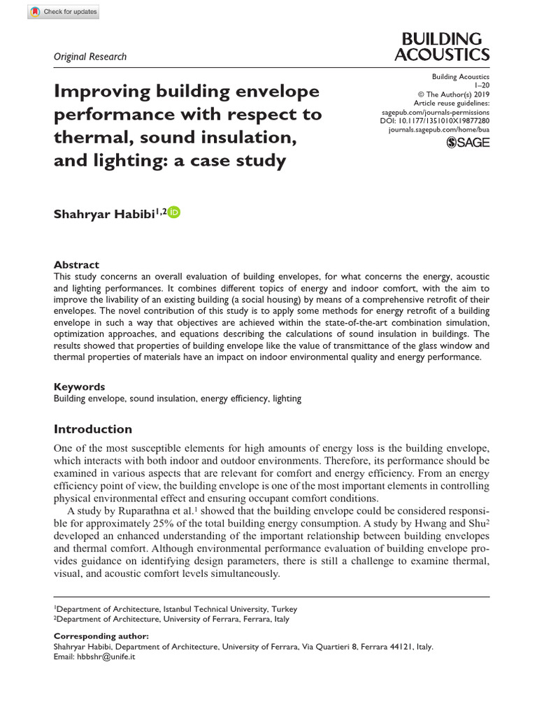 Improving Building Envelope Performance With Respect To Thermal, Sound Insulation, and Lighting ...