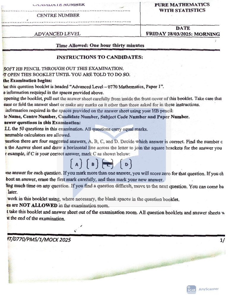 A Level Swrm Maths Stat 1 | PDF | Probability Distribution | Statistical Theory