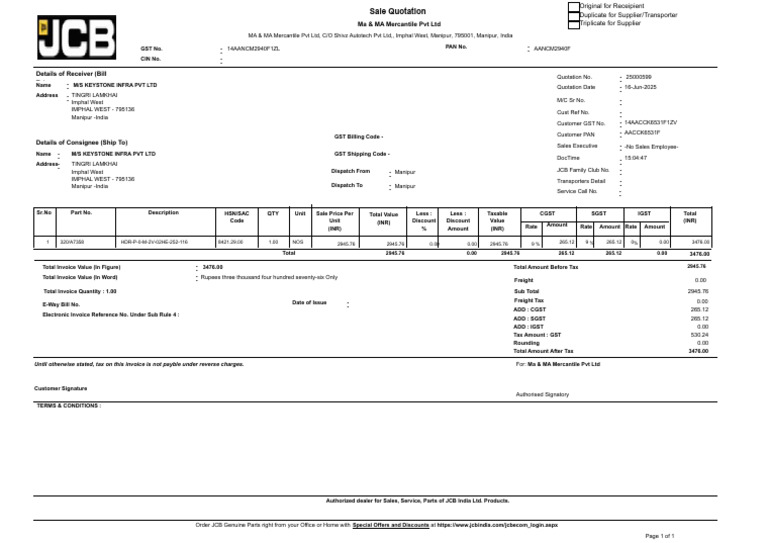 Part Quotation GST Keystone Filter Assy | PDF | Invoice | Taxation