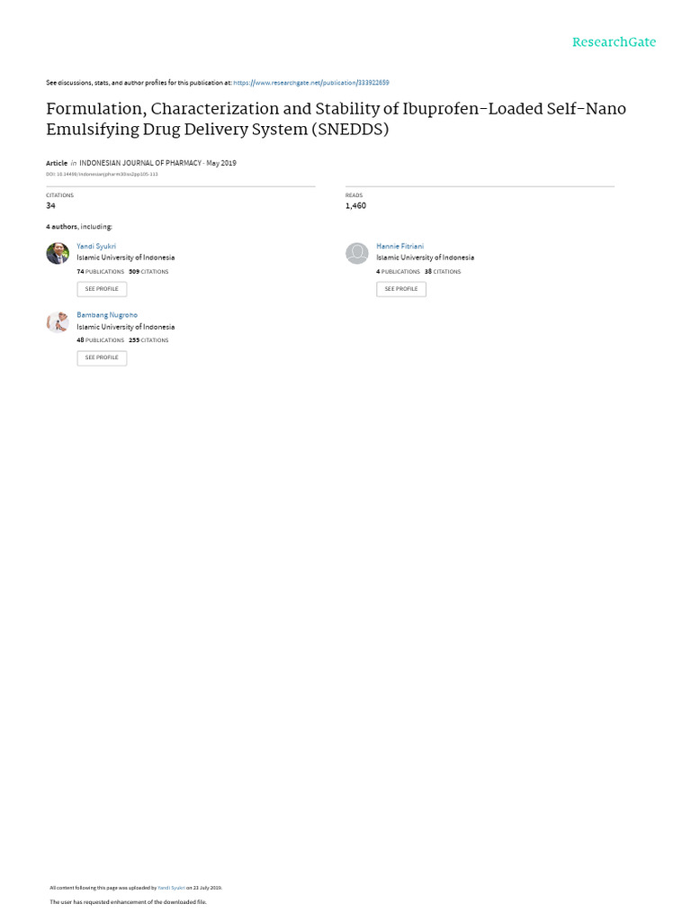 Formulation Characterization and Stability of Ibup | PDF | Emulsion ...