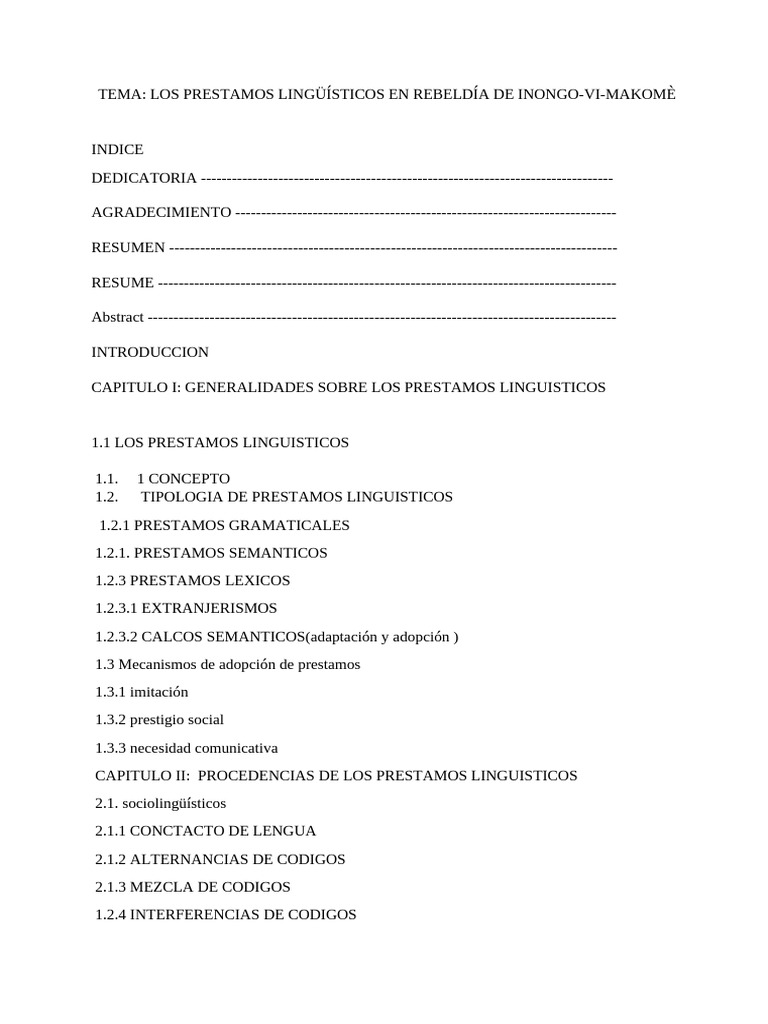 Préstamos Lingüísticos en Inongo-Vi-Makomè | PDF