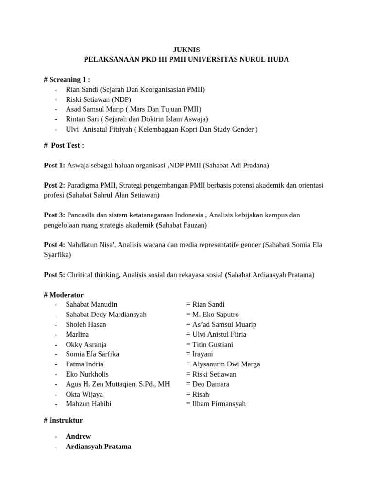 Juknis Pelaksanaan PKD III PMII Universitas | PDF