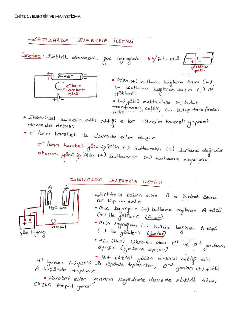 Sınıf Fizik Ders Notu 1 | PDF