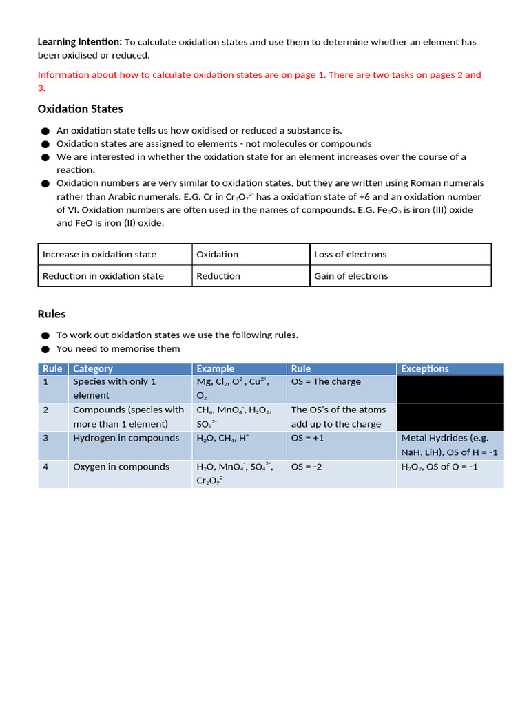 Oxidation States Worksheet | PDF | Redox | Chemical Compounds