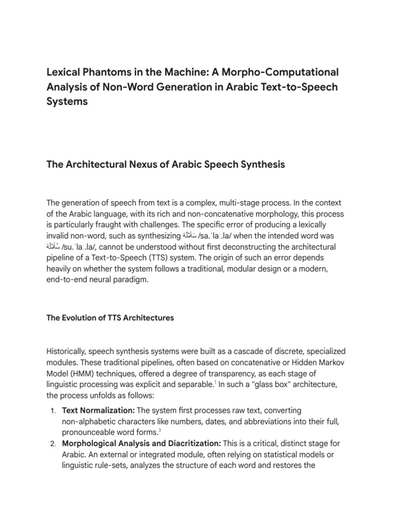 Arabic TTS Diacritization Errors_ (1) | PDF | Speech Synthesis | Lexicon