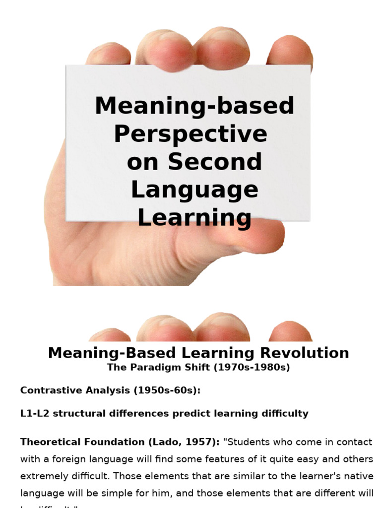 Meaning-Based Approach to Language Learning | PDF | Second Language ...