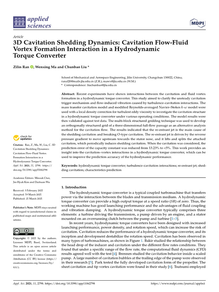 3D Cavitation Shedding Dynamics Cavitation Flow-Fluid Vortex Formation ...
