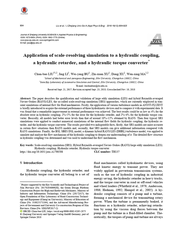 Application of Scale-Resolving Simulation To A Hydraulic Coupling, A Hydraulic Retarder, and A ...