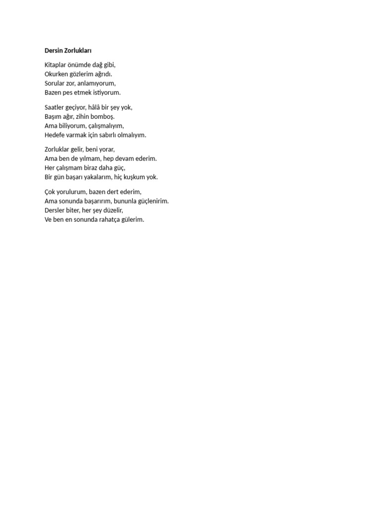 Dersin Zorlulukları Şiir | PDF