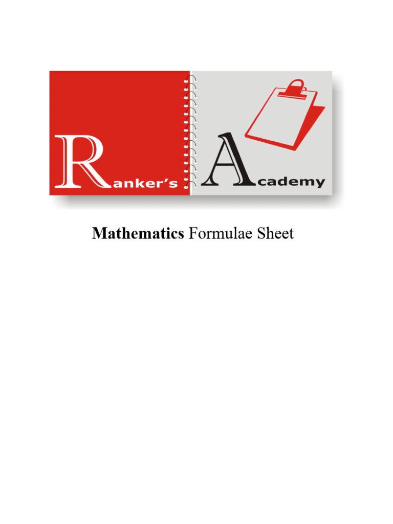 Math Formula Sheet Pdf