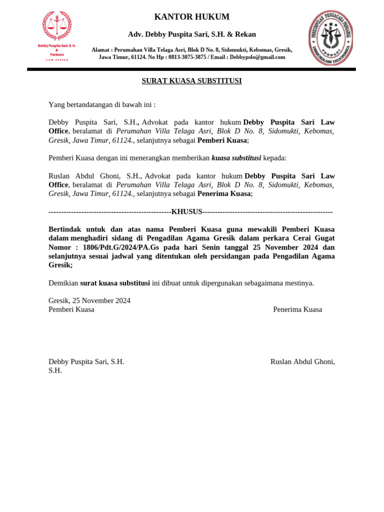 Surat Kuasa Subtitusi Ruslan III | PDF