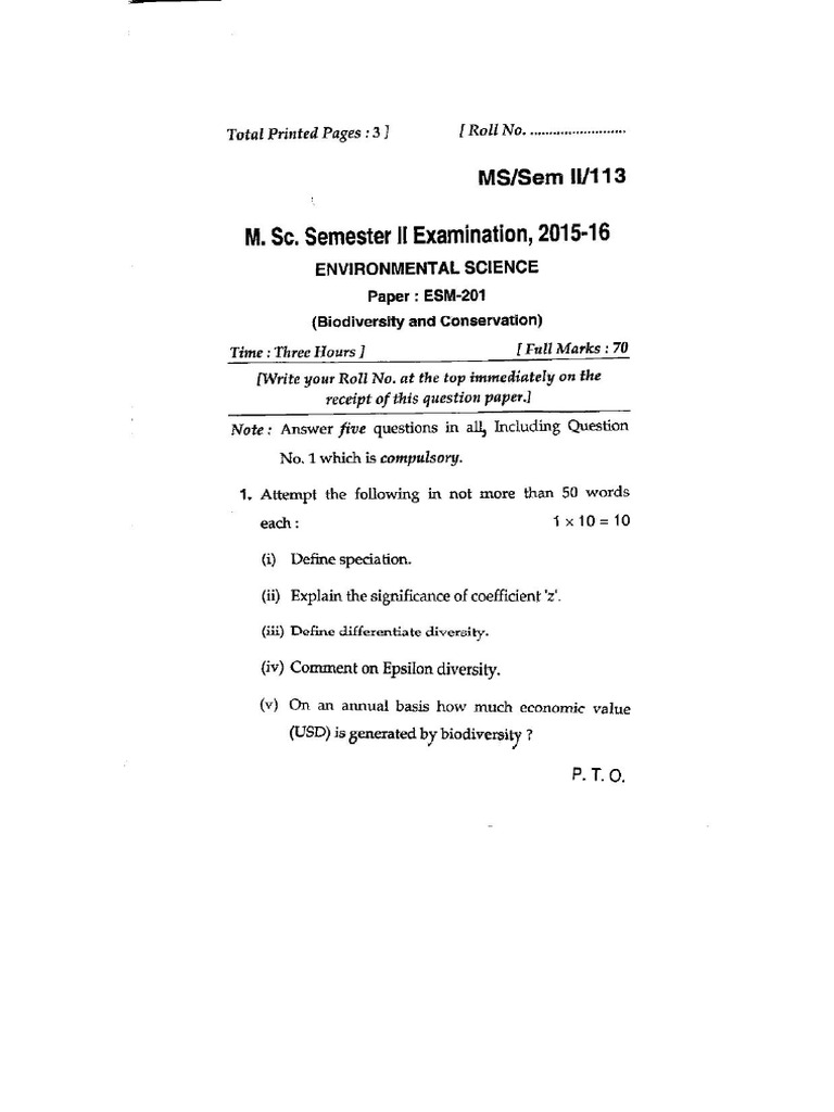 M.sc. Env Sci Sem II | PDF