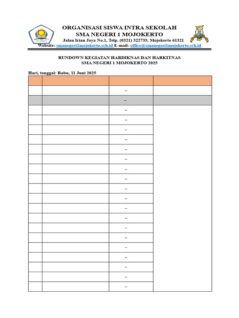 Rundown Detail Hardiknas & Harkitnas 2025 | PDF