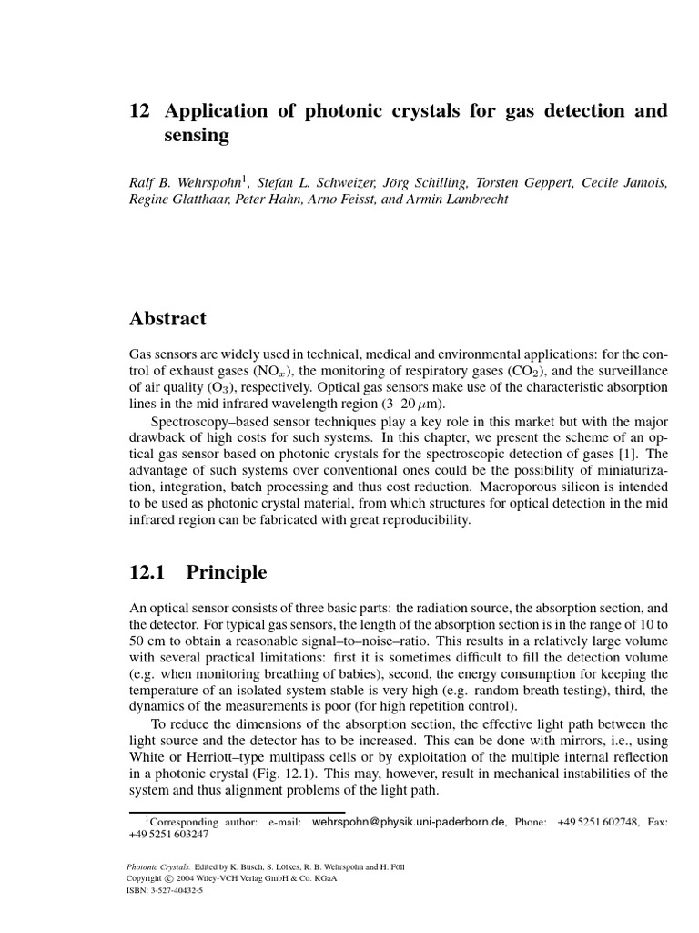 Application of Photonic Crystals For Gas Detection and | PDF | Laser | Refractive Index