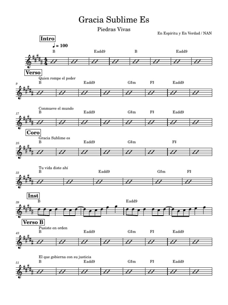 Gracia Sublime: Letra y Acordes | PDF