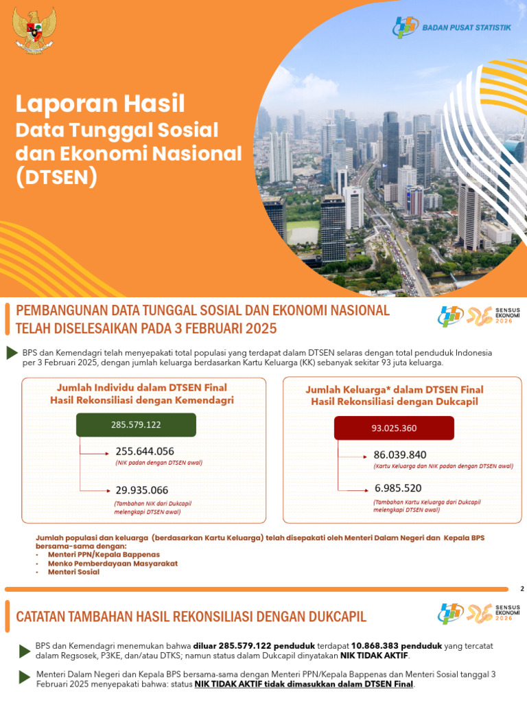 Materi Paparan DTSEN BPS 2025 (Final) | PDF