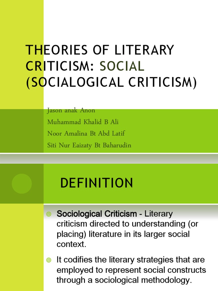 Social Theories of Literary Criticism | PDF | Sociology | Sociological ...