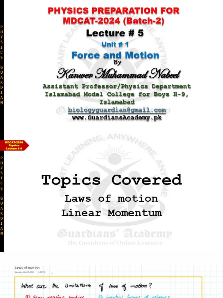 Lecture 5 Physics Mdcat 2024 by Study Corner | PDF