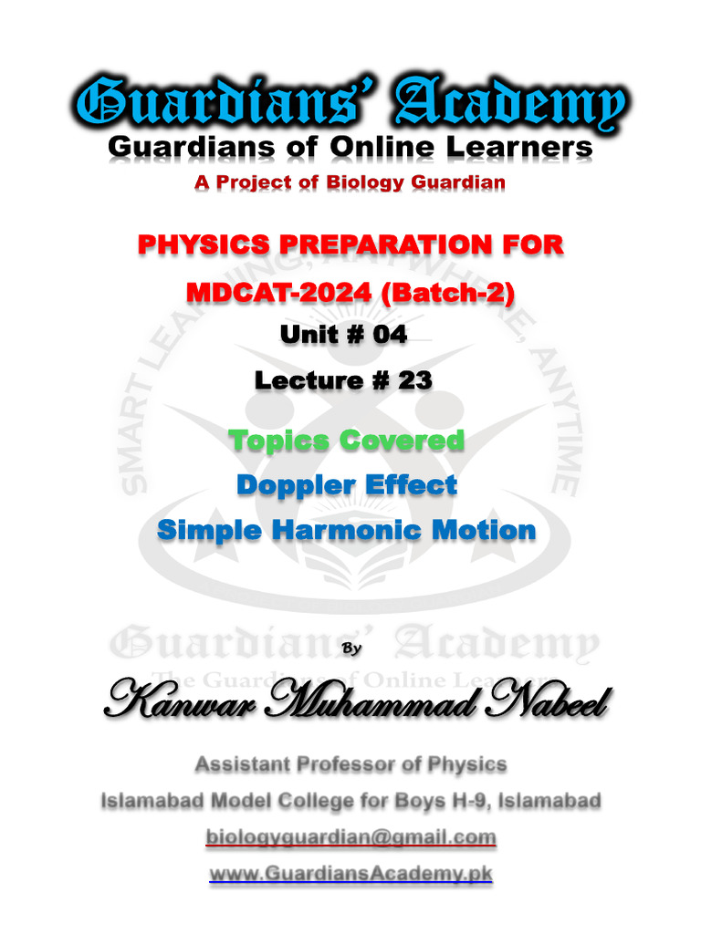 Lecture 23 Physics Mdcat 2024 by Study Corner | PDF