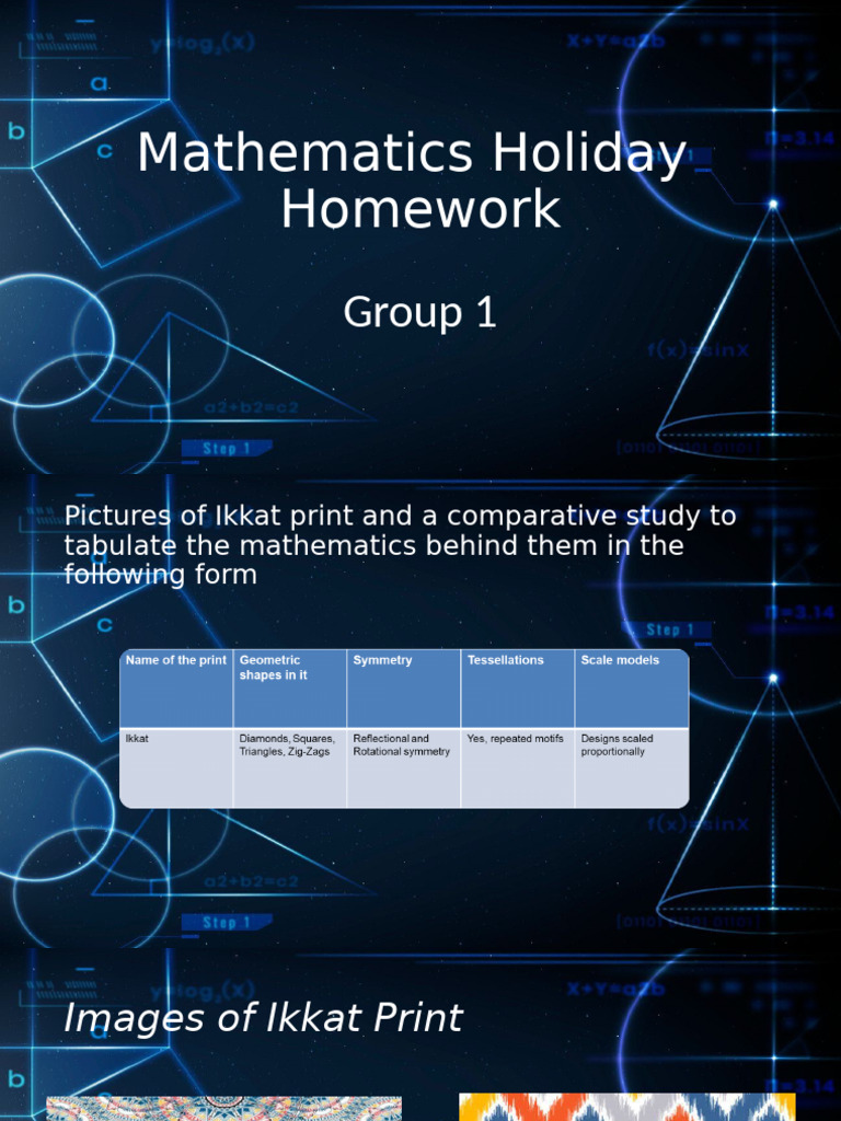 Mathematics Holiday Homework (Group 1) | PDF