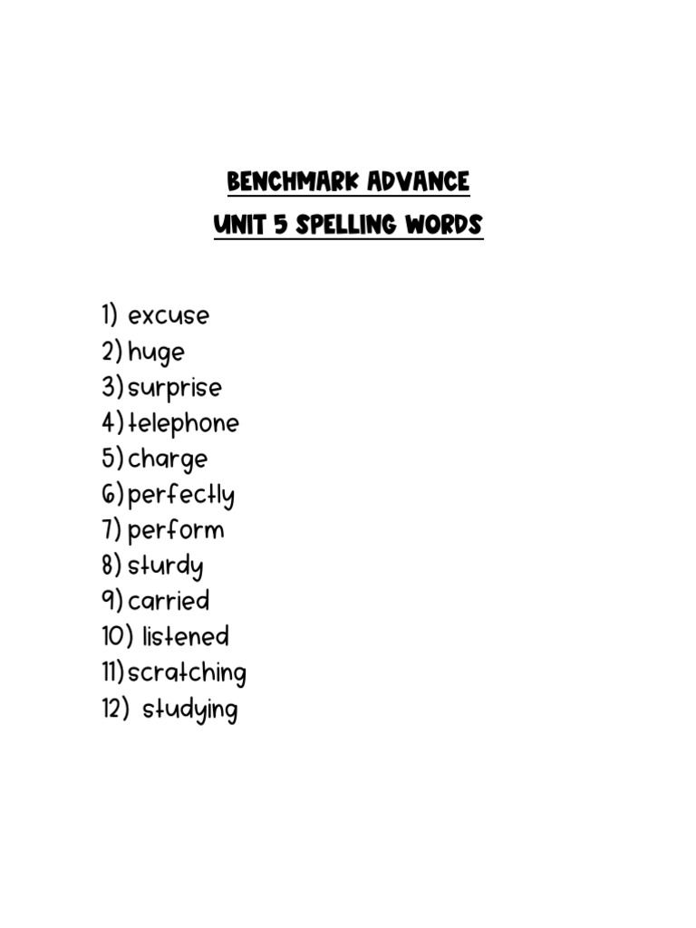 Spelling Words Unit 5 | PDF