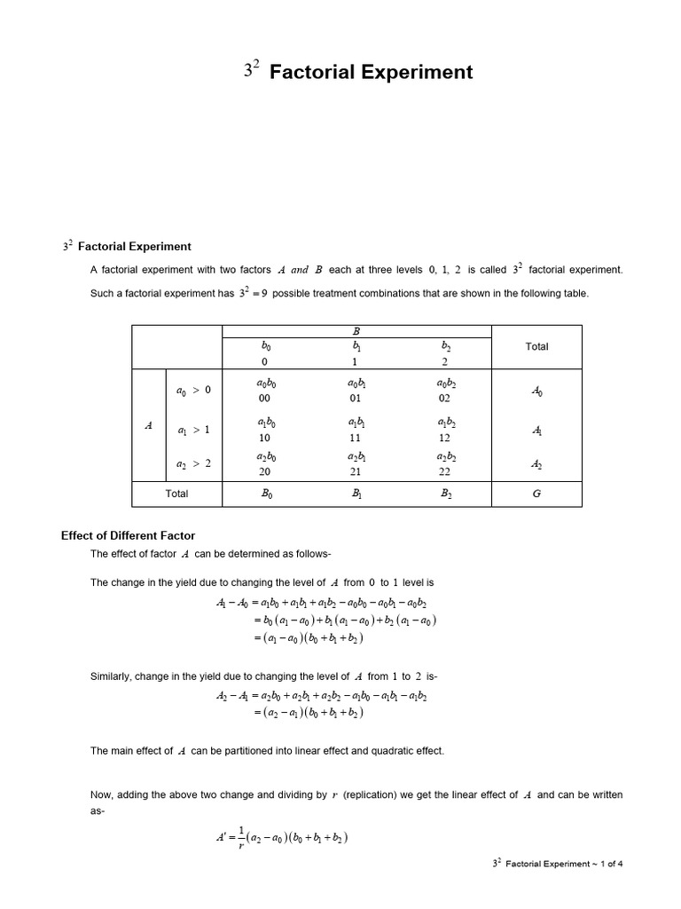 3 2 Factorial Experiment | PDF | Statistical Theory | Methodology