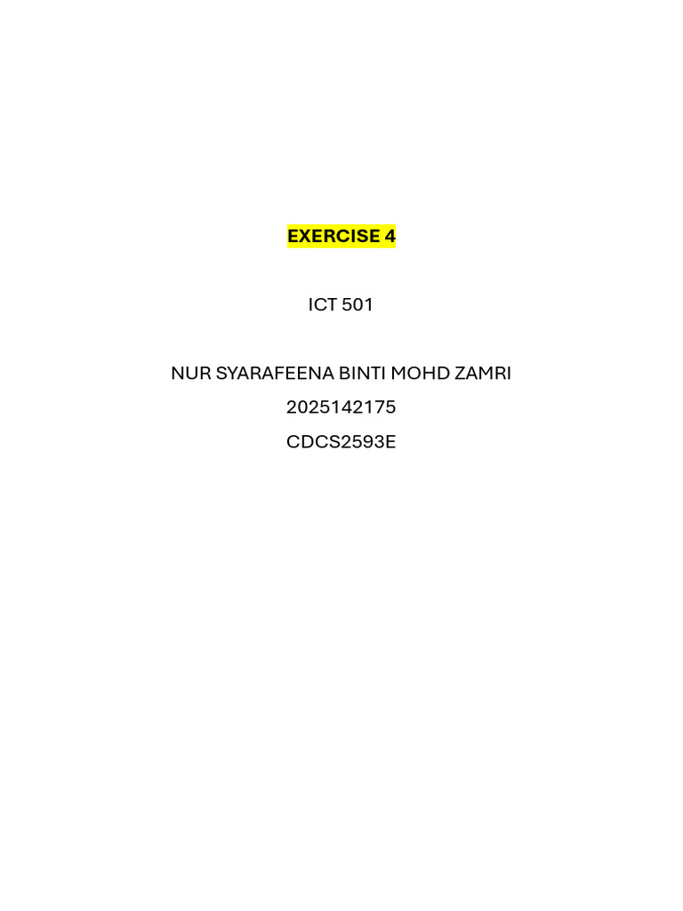 Exercise 4-8 Ict501 | PDF