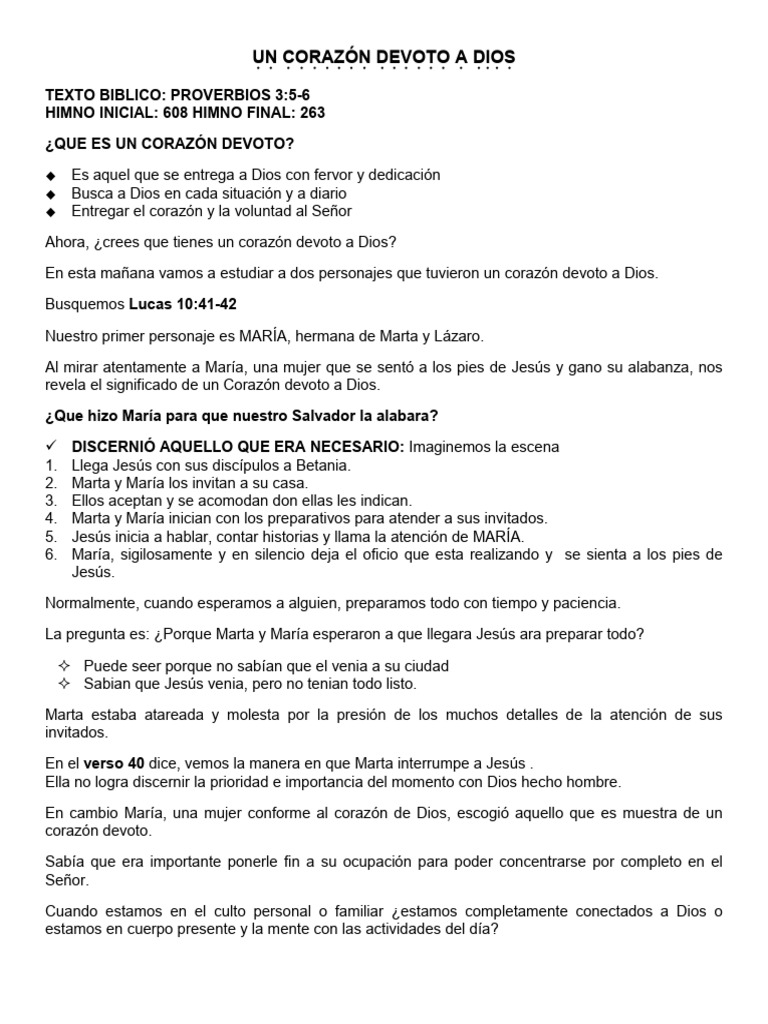 Un Corazón Devoto A Dios | PDF | David | María, madre de Jesús