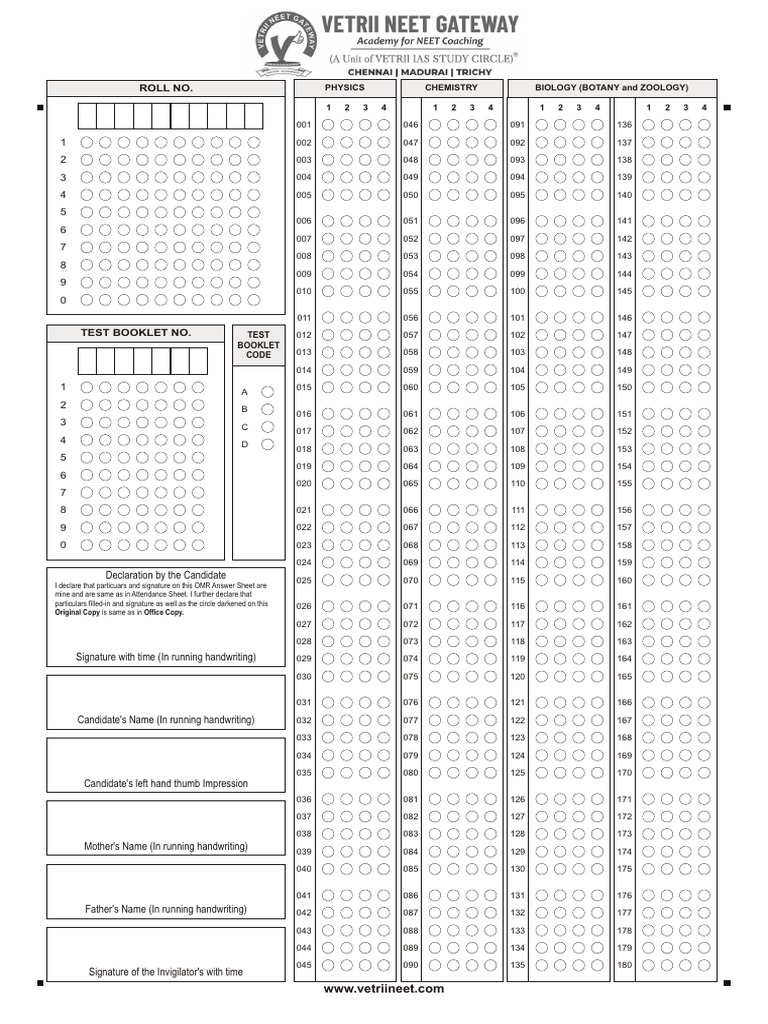 Neet 2025 Omr | PDF