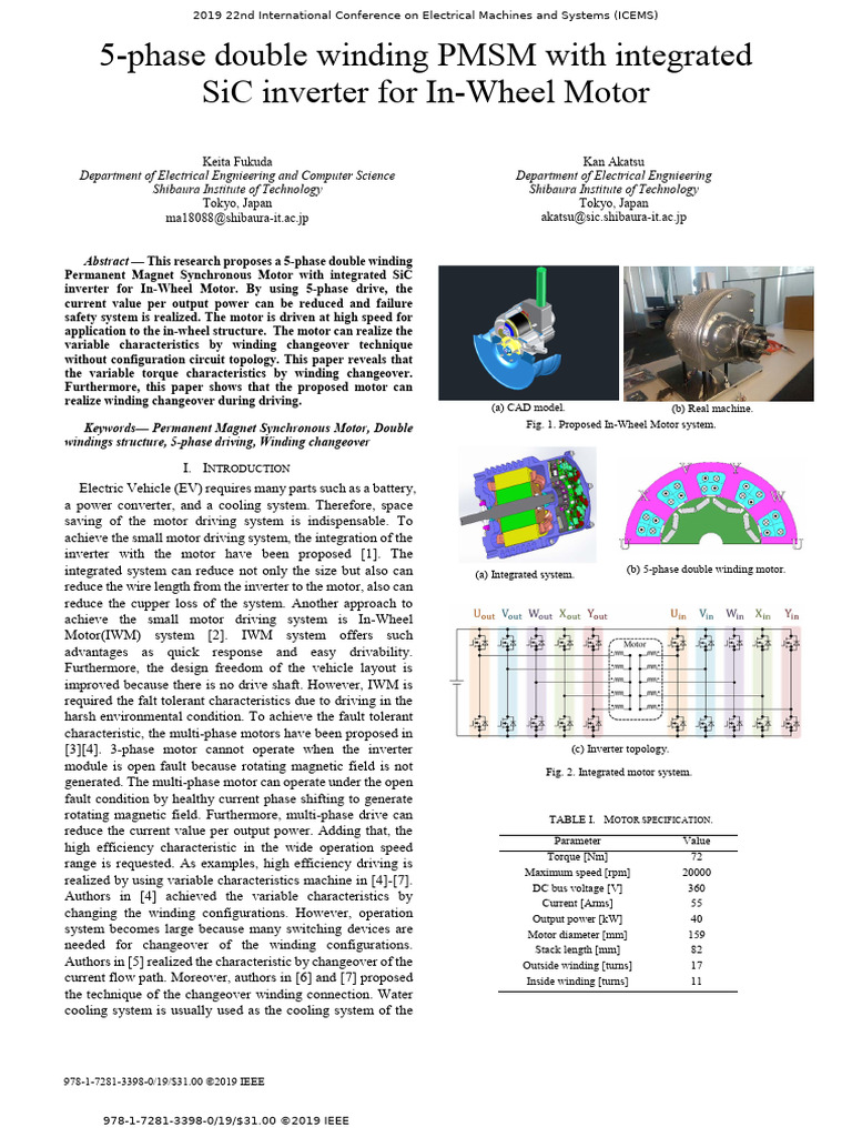 5-Phase Double Winding PMSM With Integrated SiC Inverter For In-Wheel ...