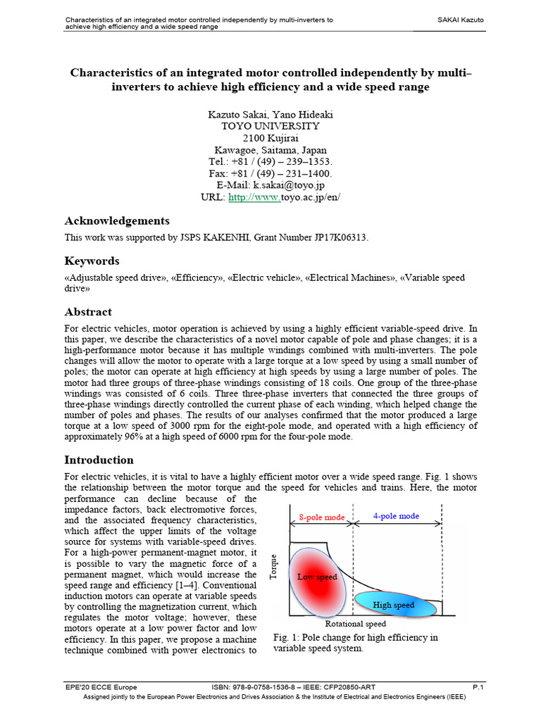Characteristics of An Integrated Motor Controlled Independently by ...