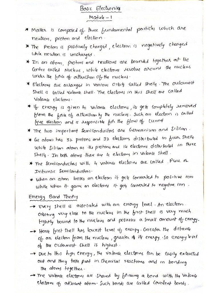 Basic Electronics Module 1 Notes | PDF