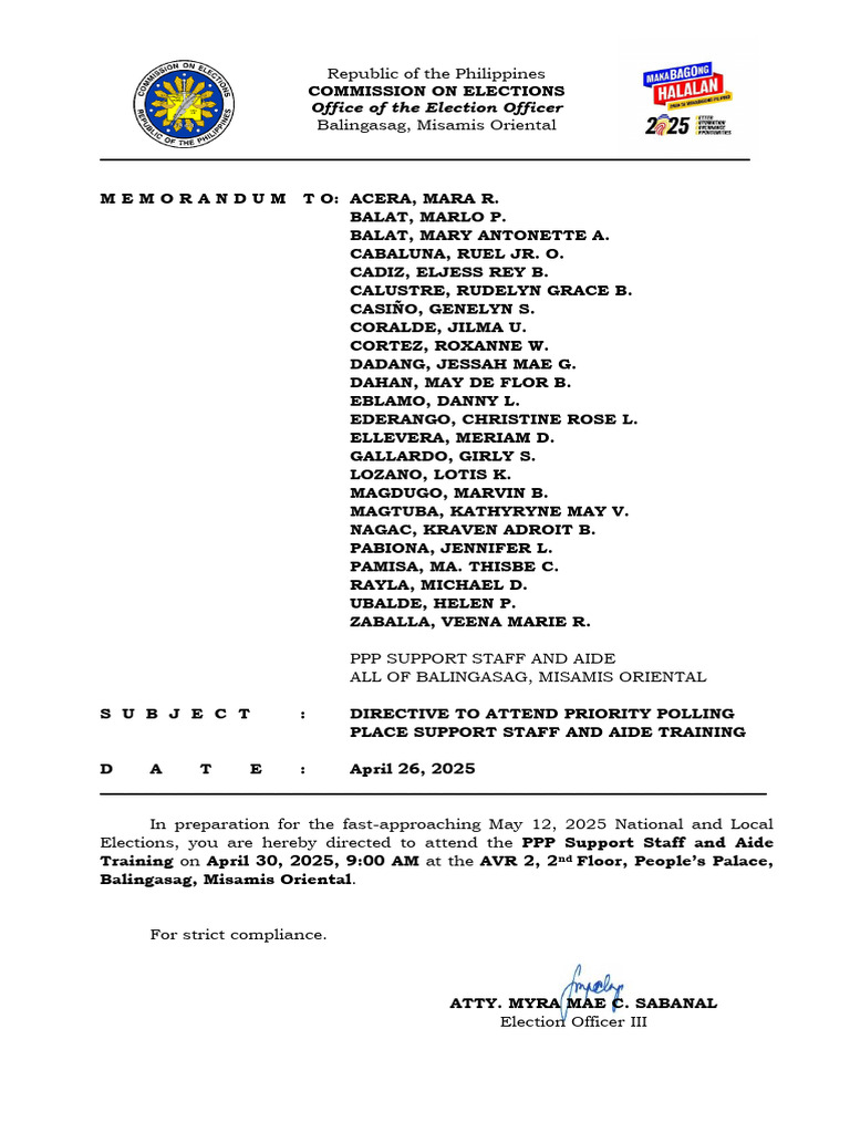 Directive For Aide and PPP Training For Nle 2025 April 30 2025 Signed | PDF
