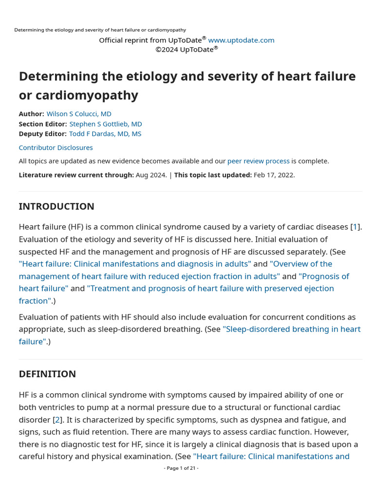 Determining The Etiology and Severity of Heart Failure or ...