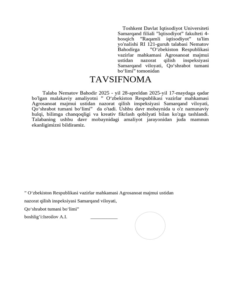 Tavsifnoma 1 | PDF