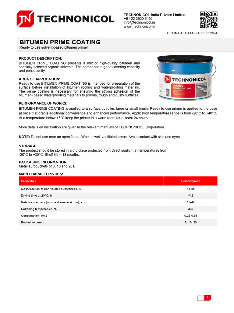 Tds Bitumen Prime Coating | PDF | Coating | Building Materials