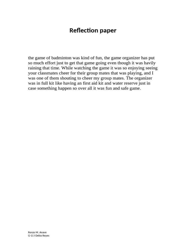 Reflection Paper | PDF