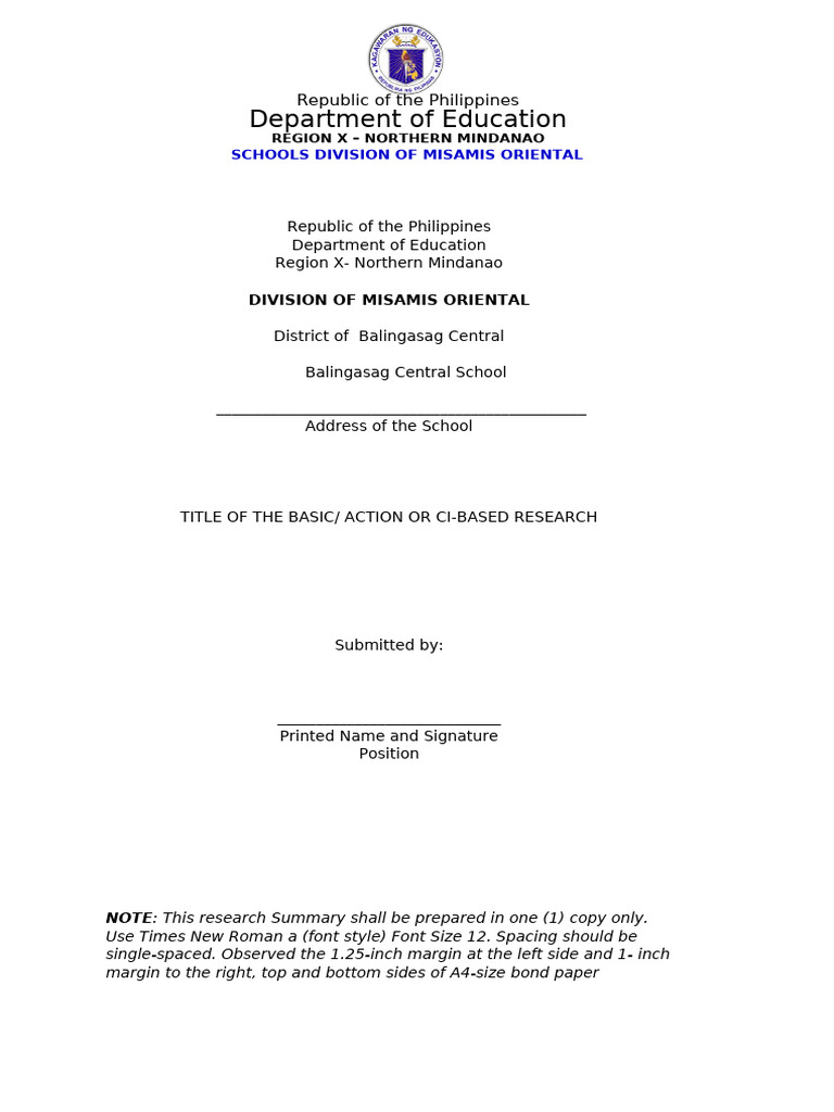 Template Cover Page Synopsis | PDF