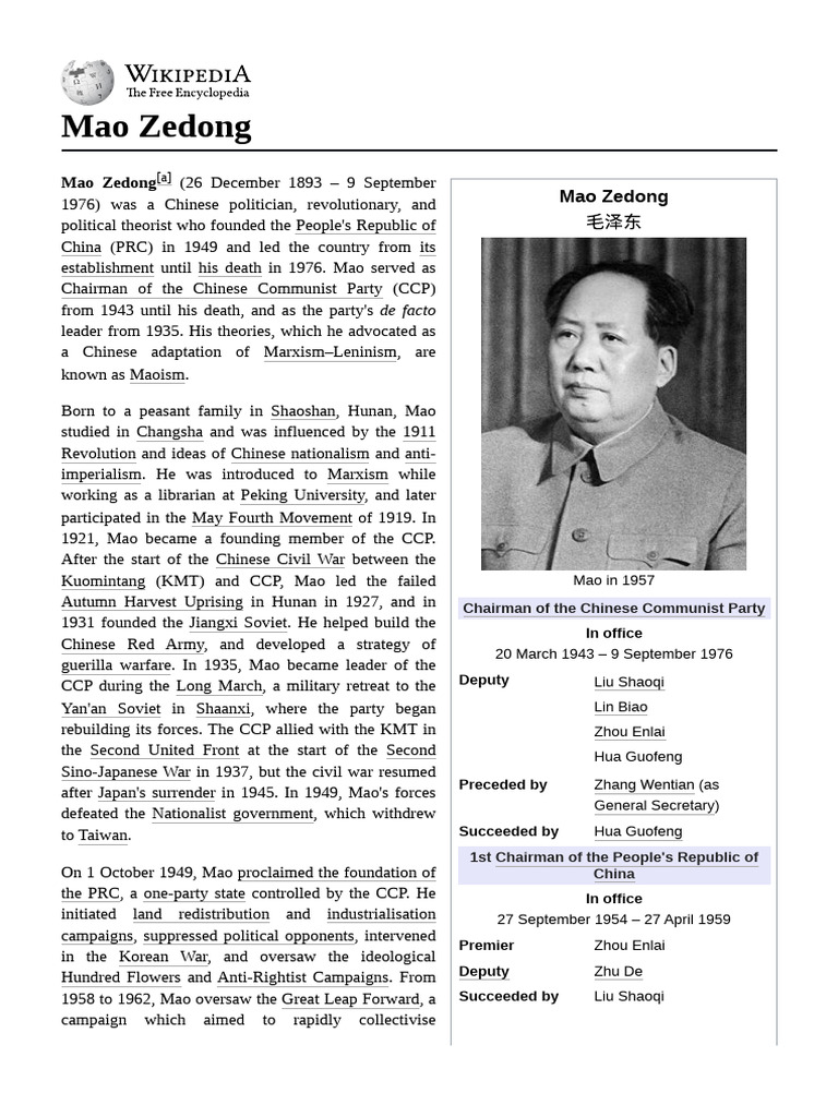 Mao Zedong | PDF | Mao Zedong | Zhou Enlai