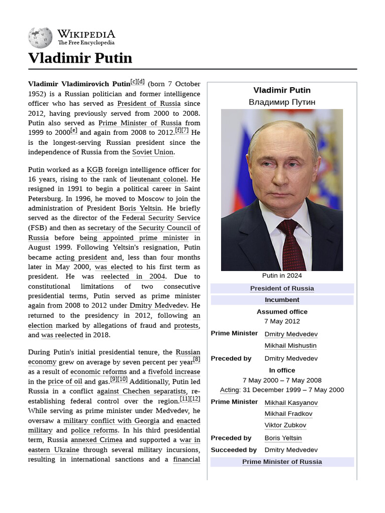 Vladimir Putin: Political Biography | PDF | Vladimir Putin | World Politics