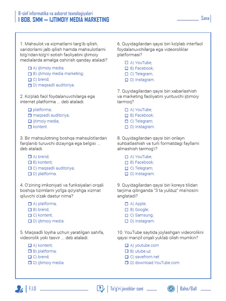 Informatika Test 8 | PDF