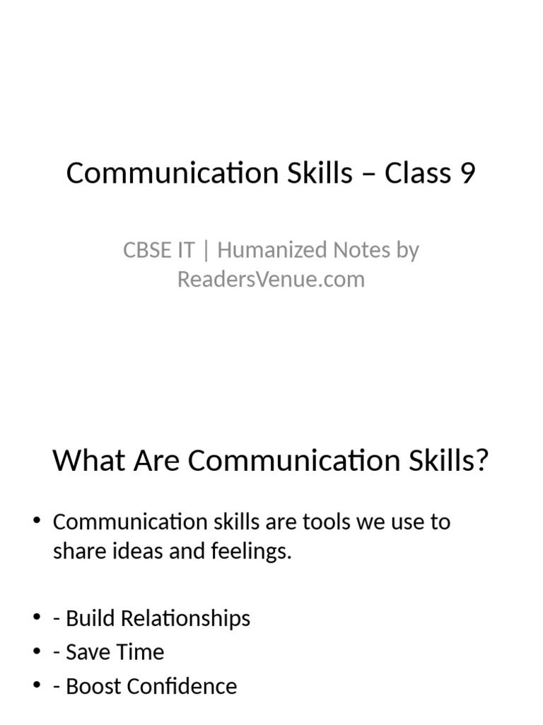 Communication Skills Class 9 Notes | PDF