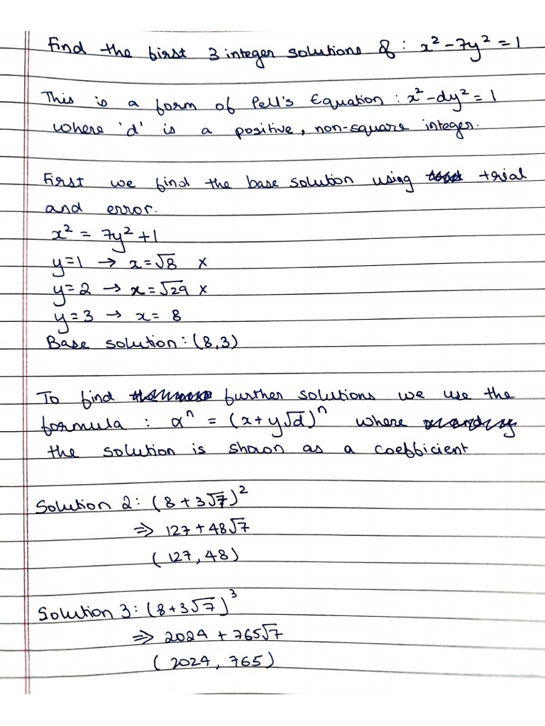 Pell's Equation Explantion | PDF