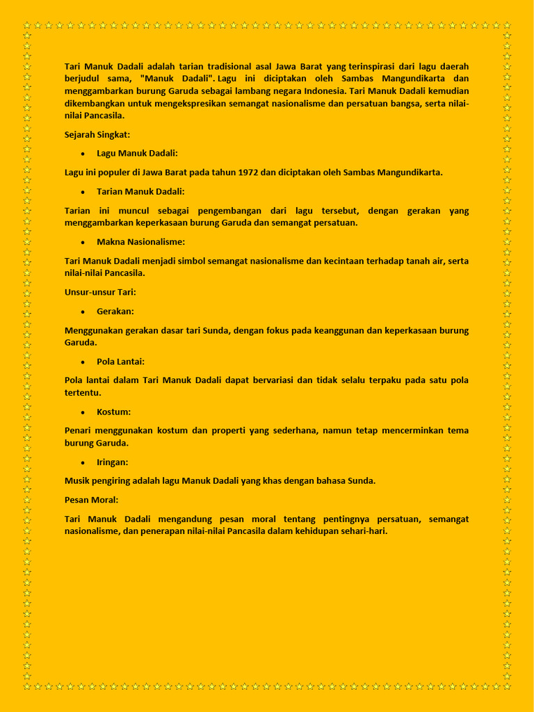Tari Manuk Dadali Adalah Tarian Tradisional Asal Jawa Barat Yang | PDF