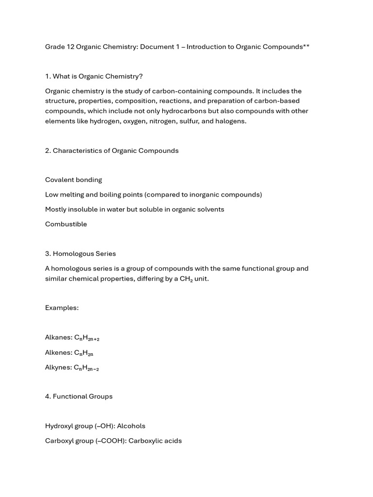 Organic Chemistry Introduction | PDF