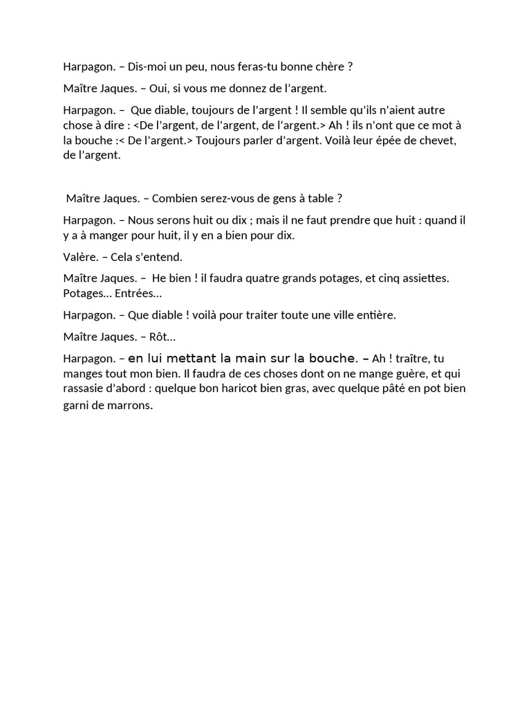 Harpagon et la quête de l'argent | PDF