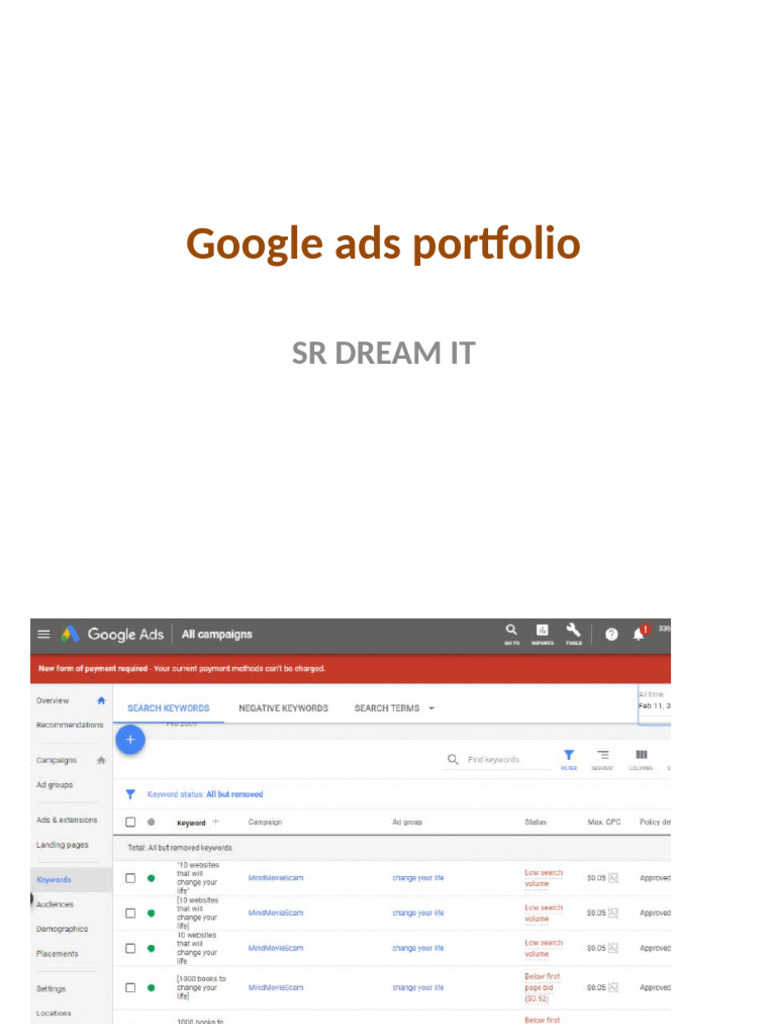 Google Ads Portfolio by SR Dream It | PDF