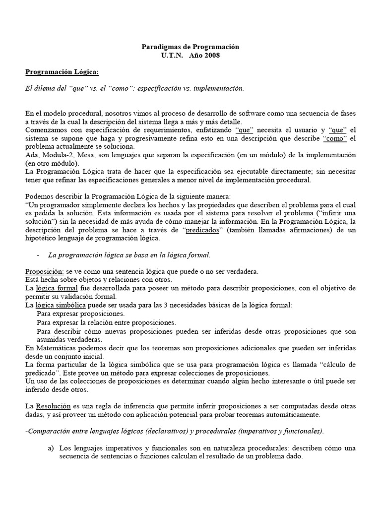 Apunte Logica | PDF | Lenguaje de programación | Programación de computadoras