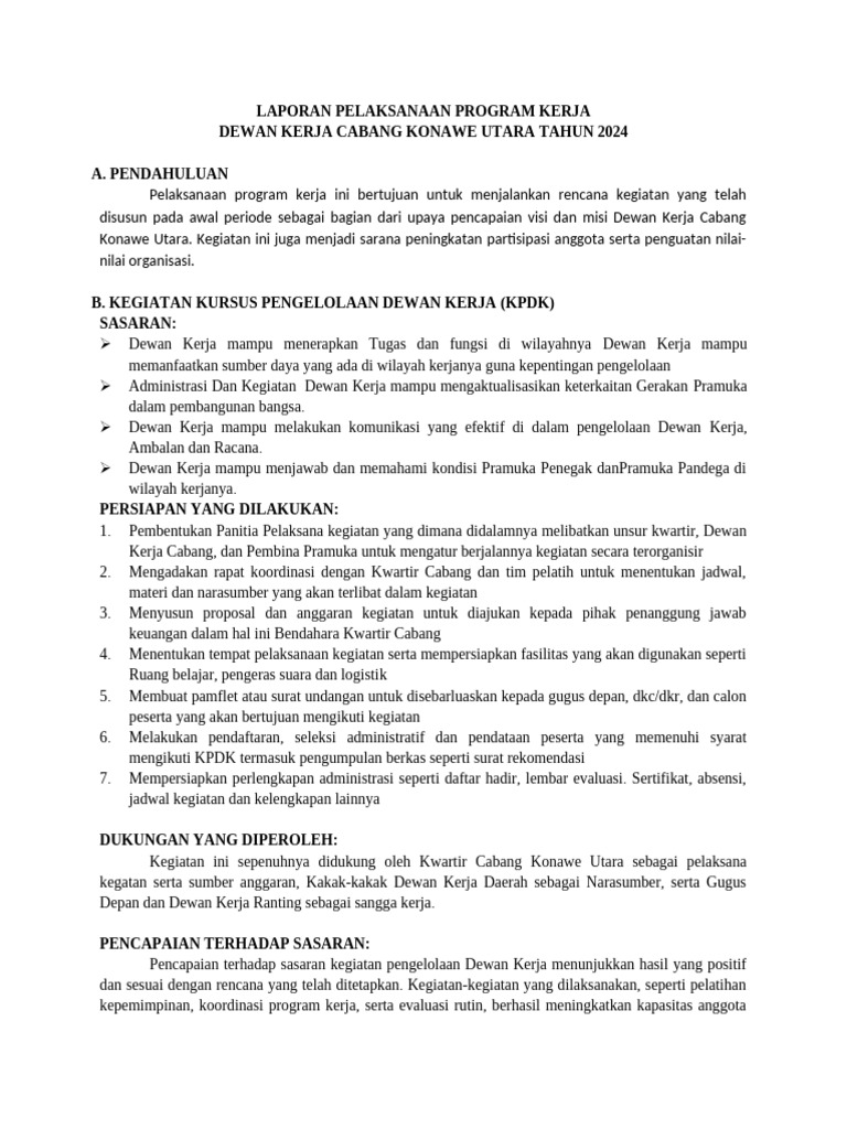 Laporan Pelaksanaan Program Kerja | PDF